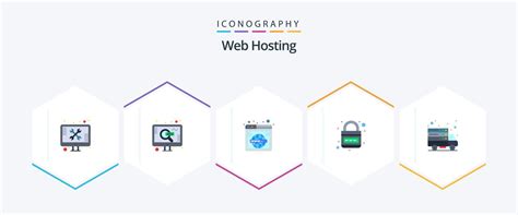 Web Hosting Flat Icon Pack Including Planet Internet Search Earth
