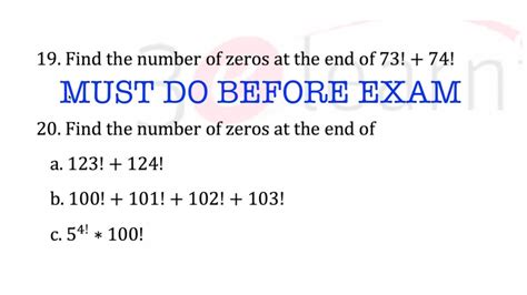 Number Of Trailing Zeros Must Do Before Exam Maths By Amiya Youtube