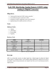 Lab Guide Interfacing Analog Sensors Using Analog To Digital Converter Pdf Lab