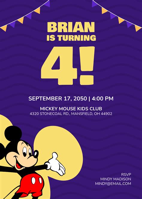 Free Mickey Mouse Invitation Templates Editable And Printable