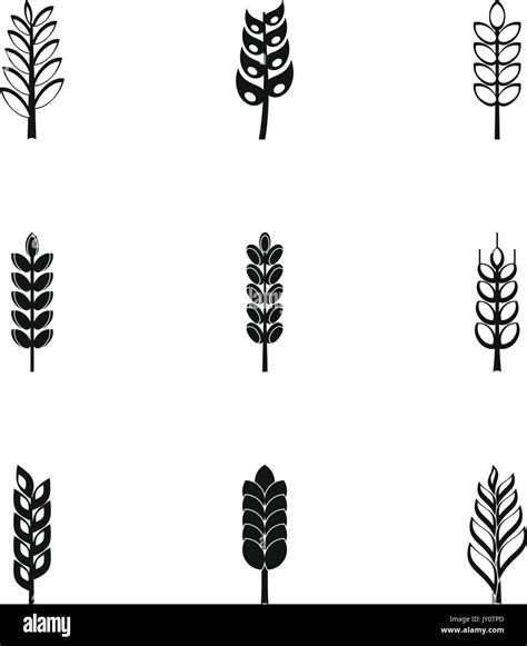 Wheat Ears Icon Set Simple Style Stock Vector Image And Art Alamy