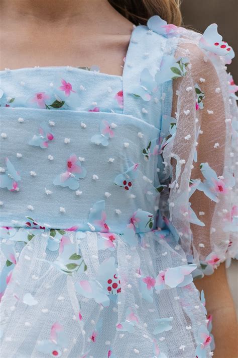 Girls The Scarlett Blue Butterfly Dress Shop The Mint