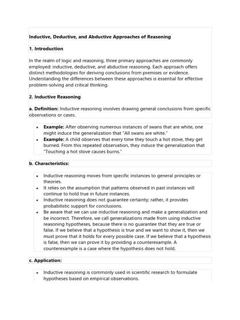 Inductive Deductive And Abductive Approaches Of Reasoning Pdf