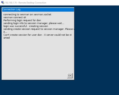 macos can t create session for user x server could not be started