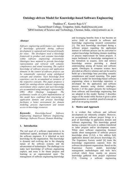 Pdf Ontology Driven Model For Knowledge Based Software Engineering