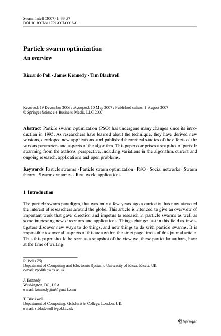 pdf particle swarm optimization