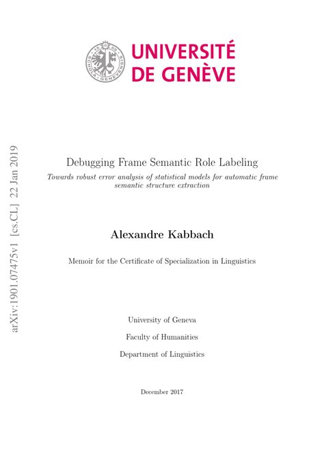 Pdf Debugging Frame Semantic Role Labeling