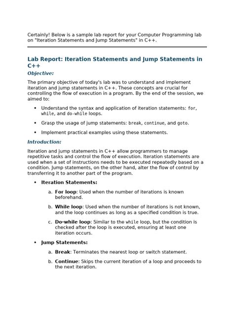 C Iteration Jump Statements Pdf Control Flow C