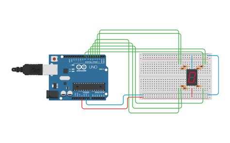 Circuit Design Task6 1 7 сегментный индикатор Tinkercad