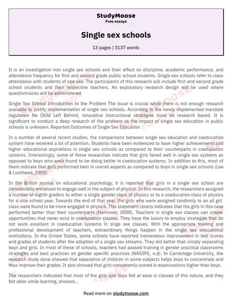Single Sex Babes Free Essay Example