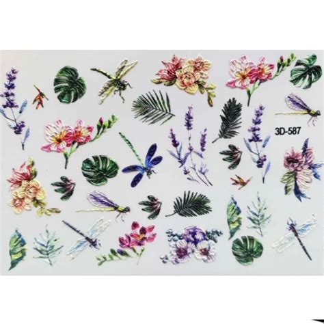 3d акриловые наклейки для ногтей с гравировкой в виде цветов тисненый Зеленый Кактус милые