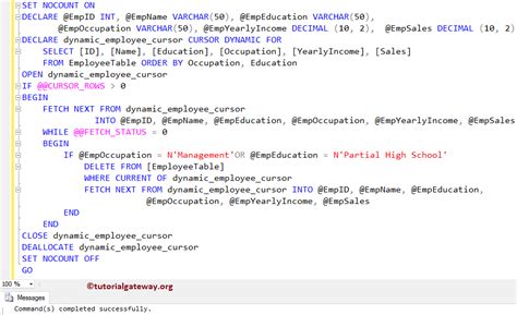 Dynamic Cursor In Sql Server