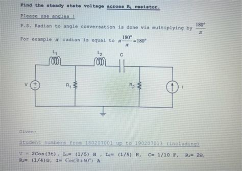 Find The Steady State Voltage Acrosg R1 Resistor