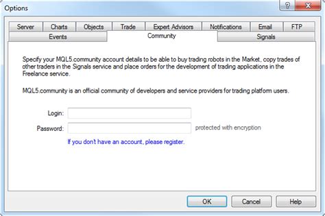 Community Client Terminal Settings Metatrader 4 Help