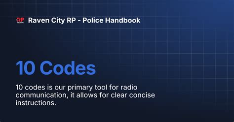 10 Codes Raven City Rp Police Handbook 10 Codes Raven City Rp Police Handbook