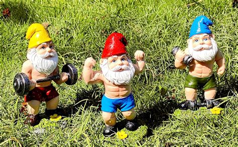 Mrsivrop Funny Workout Garden Gnomes Statues 3pcs 62