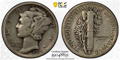 1921 Mercury Dime Pcgscac Vf 25 Scarce Cac — Tipsico Coin