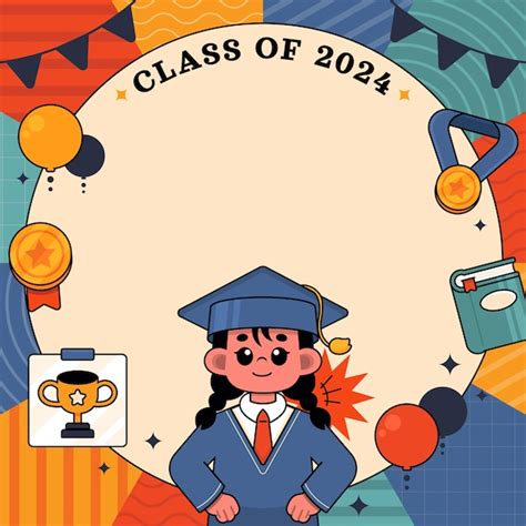 Free Vector Hand Drawn Class Of 2024 Frame Template