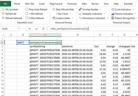 Real Time Options Pricing Data In Excel Sheets MarketXLS