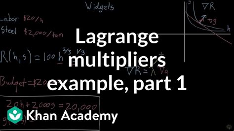Lagrange Multiplier Example Part 1 Youtube
