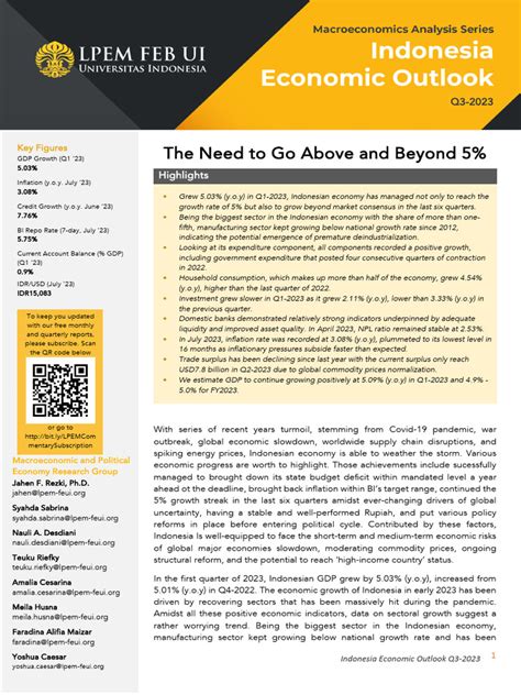 Indonesia Economic Outlook 2023 230807 160326 Pdf