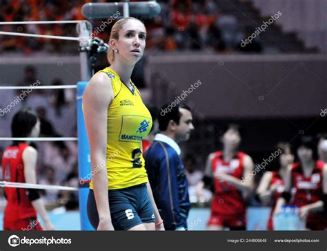 Thaisa Menezes Brazil Looks While Competing Japan Volleyball Match