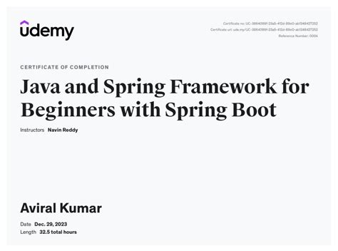 Completed Java And Spring Framework Course With Navin Reddy Aviral