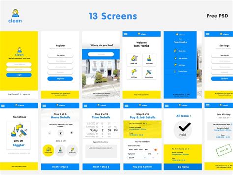 Free Cleaning Service App UI Kit Free Design Resources