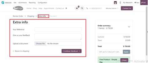how to configure the checkout process of guests in odoo 17 website app