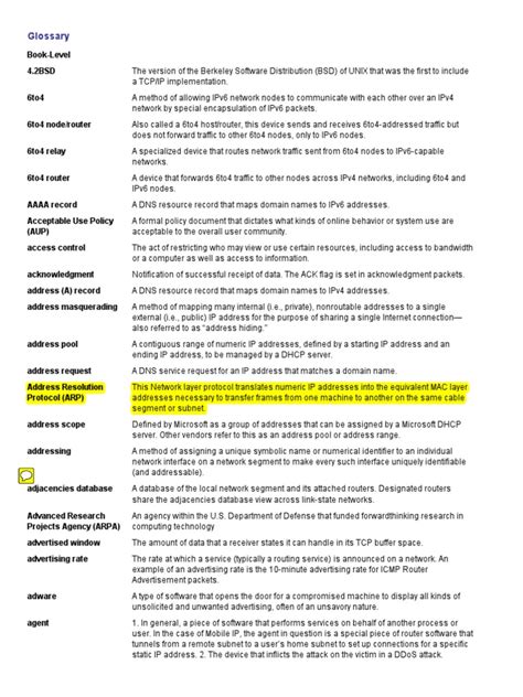 glossary network terms pdf computer network internet protocols