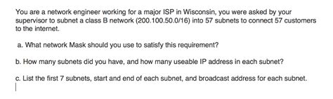 Solved You Are A Network Engineer Working For A Major Isp In
