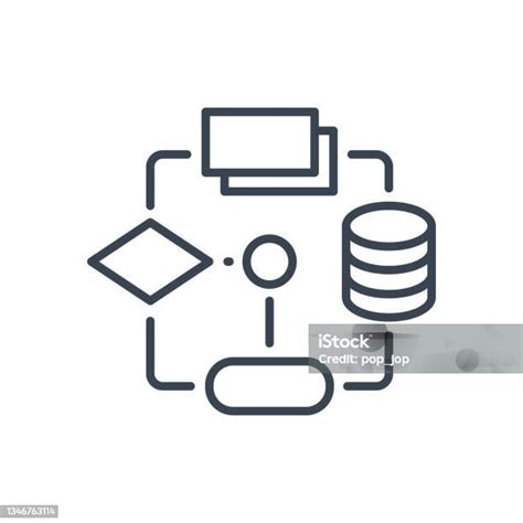 알고리즘 블록 다이어그램 기계 학습 라인 아이콘 벡터 스톡 일러스트레이션 컷아웃에 대한 스톡 벡터 아트 및 기타 이미지 컷아웃 아이콘 검은색 Istock