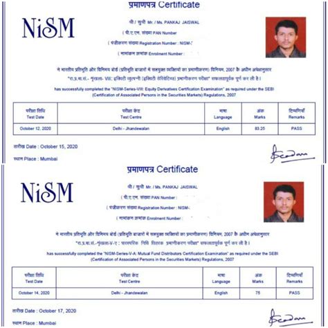 Successfully Completed Nism Series V A Mutual Fund Distributor And Nism… Pankaj Jaiswal