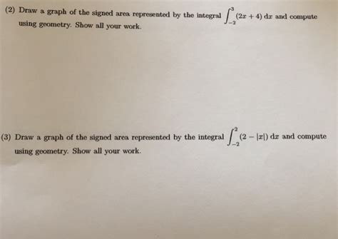 Solved 2 Draw A Graph Of The Signed Area Represented By