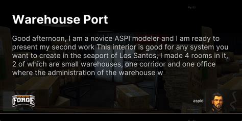 Pleb Masters Forge Hub Warehouse Port