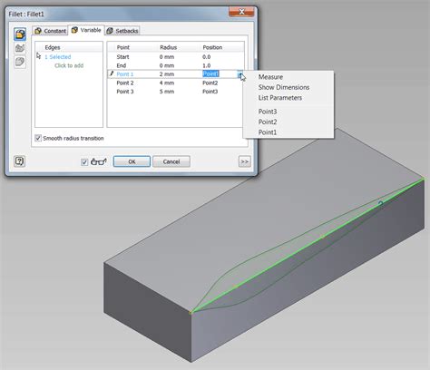 Solved How Can I Create A Variable Fillet With Distance Autodesk