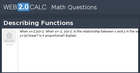View Question Describing Functions