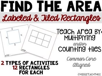 Find The Area Count Unit Squares Use Multiplication By MissITeachThree