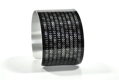 Black Binary Computer Coding Image Aluminium Cuff Bracelet Handmade Products