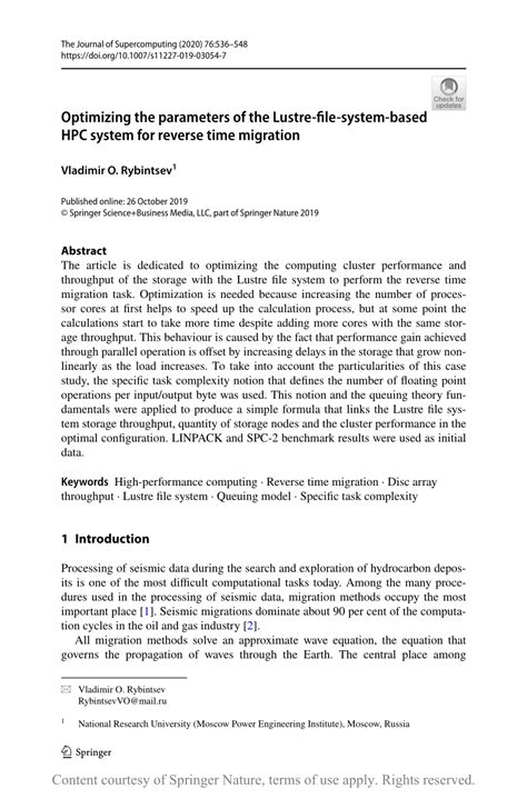 optimizing the parameters of the lustre file system based hpc system