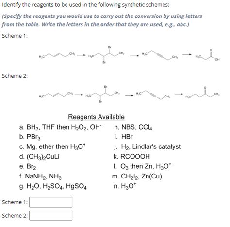 Solved Identify The Reagents To Be Used In The Following