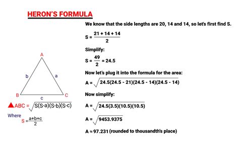 Herons Formula To Find The Area Of A Triangle On Isolated Background Vector Pro Vector