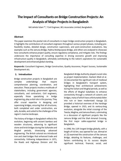 The Impact Of Consultants On Bridge Construction Projects Pdf Bangladesh Infrastructure