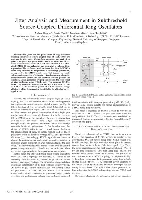Pdf Jitter Analysis And Measurement In Subthreshold Source Coupled Differential Ring Oscillators
