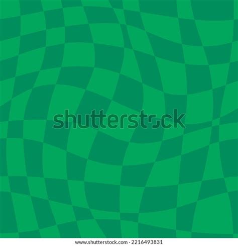 Green Psychedelic Curvy Funky Checkerboard Abstract Stock Vector