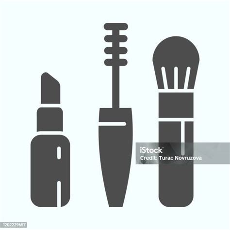 화장품 솔리드 아이콘입니다 브러시 잉크 및 포마드 벡터 일러스트레이션이 흰색으로 분리되어 있습니다 웹 및 응용 프로그램을 위해