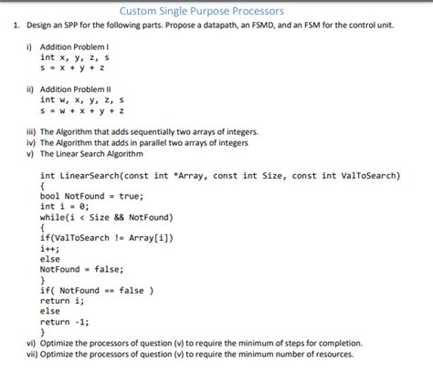 Custom Single Purpose Processors 1 Design An Spp For
