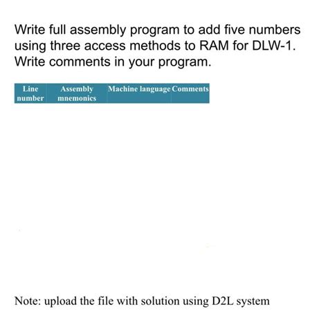 Solved Write Full Assembly Program To Add Five Numbers Using Chegg Com