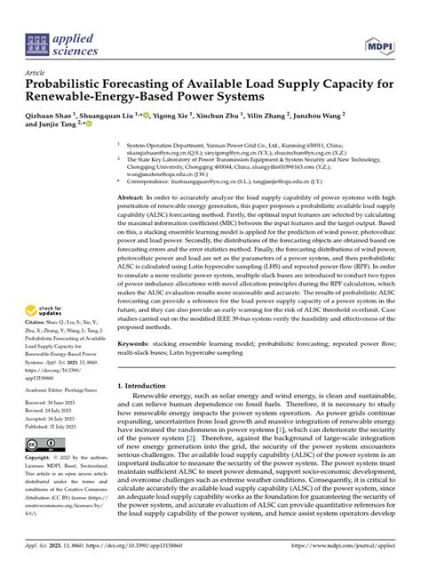 Probabilistic Forecasting Of Available Load Supply Pdf Forecasting