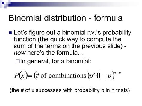 Discrete Random Variables The Binomial Distribution Bernoulli S